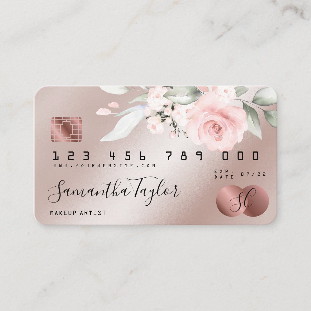 floral credit card rose gold | Zazzle