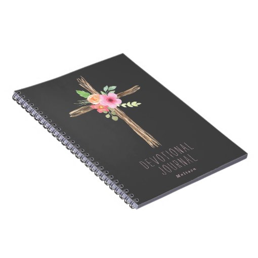 Floral Cross Personalized Devotional Notebook | Zazzle