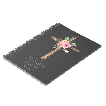 Floral Cross Personalized Devotional Notebook | Zazzle