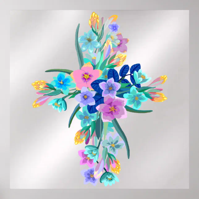Floral Cross Poster | Zazzle
