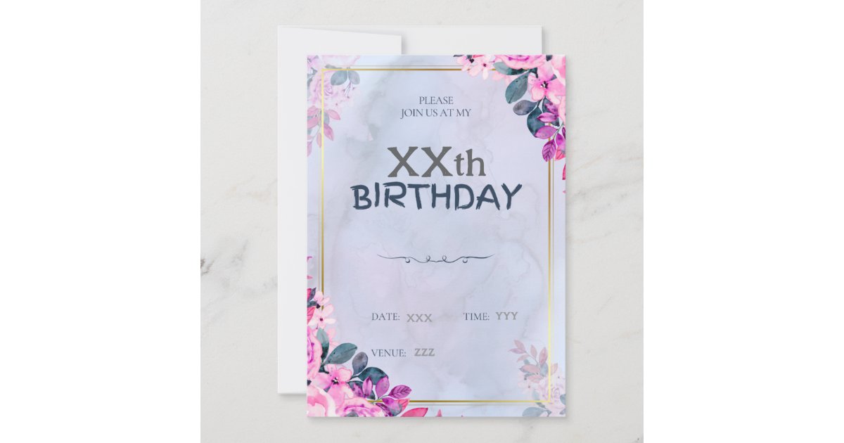 Floral Custom Birthday Invitation Card | Zazzle