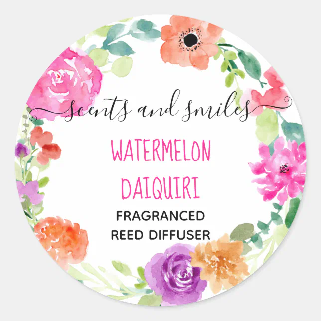Floral Custom Branded Reed Diffuser Product Label | Zazzle