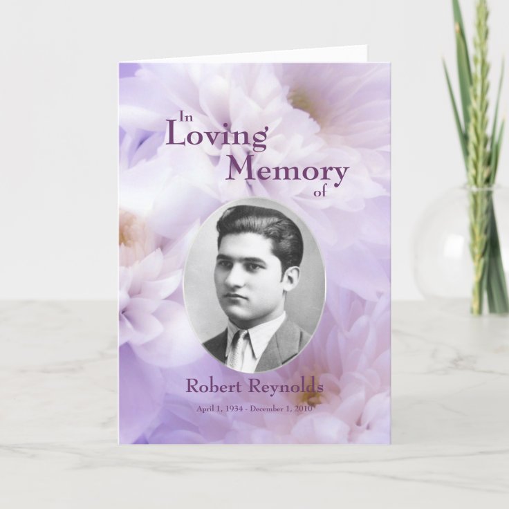 Floral Custom Photo In Loving Memory Card | Zazzle
