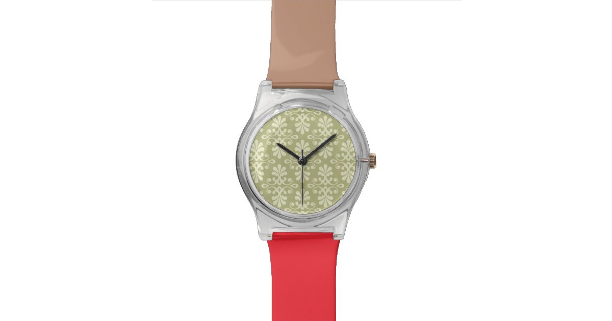 Floral damask wallpaper wrist watch | Zazzle