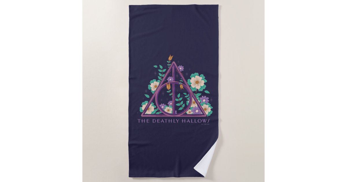 Floral Deathly Hallows Graphic Beach Towel | Zazzle