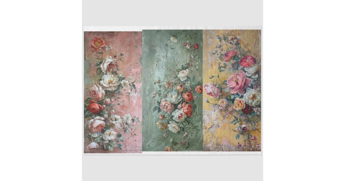 Floral Decopauge Paper For Breadboards. | Zazzle
