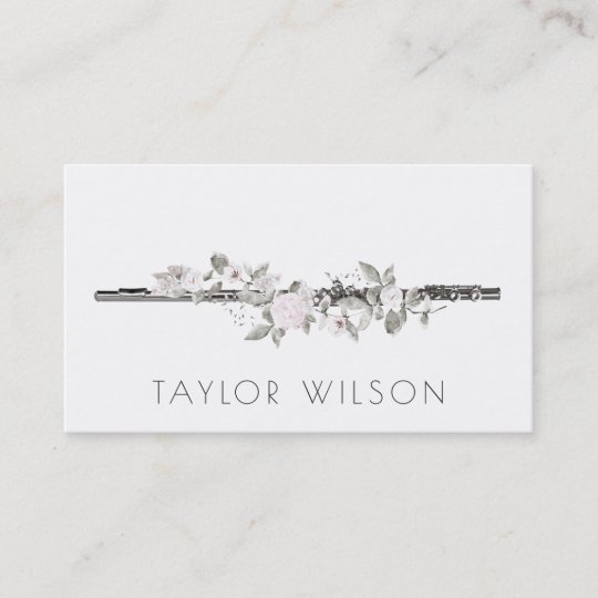 floral decor flute teacher business card | Zazzle.com