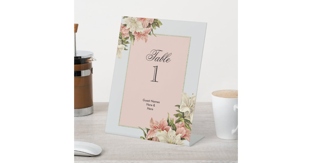 Floral Decorations Feminine Birthday Table Number Pedestal Sign | Zazzle