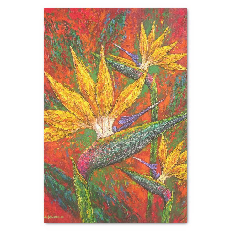 Floral Decoupage Bird Of Paradise Texture Painting Tissue Paper | Zazzle