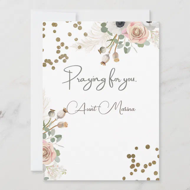 Floral design with gold dots and message card | Zazzle