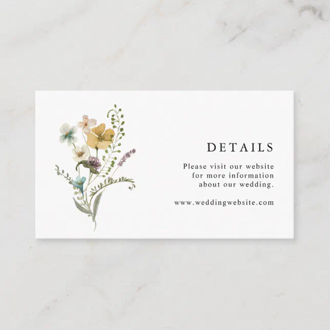 Floral Details Enclosure Card | Zazzle