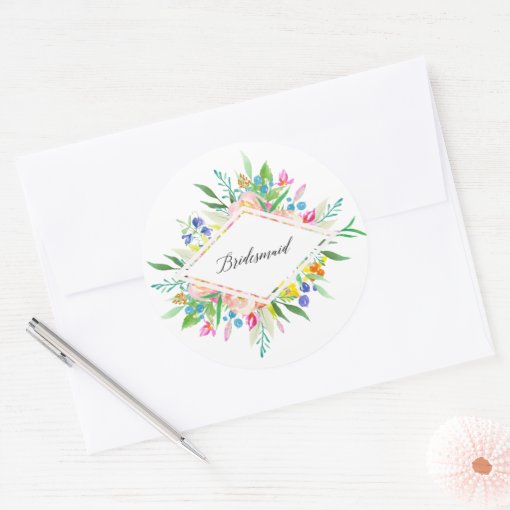 Floral Diamond Bridesmaid Sticker | Zazzle