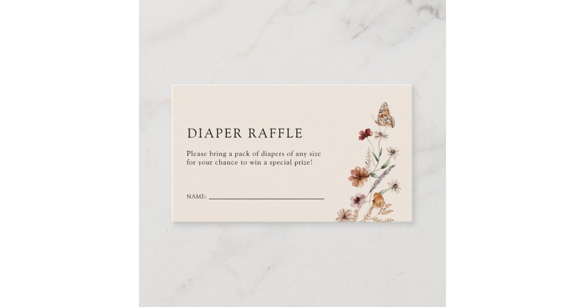Floral Diaper Raffle Enclosure Card | Zazzle