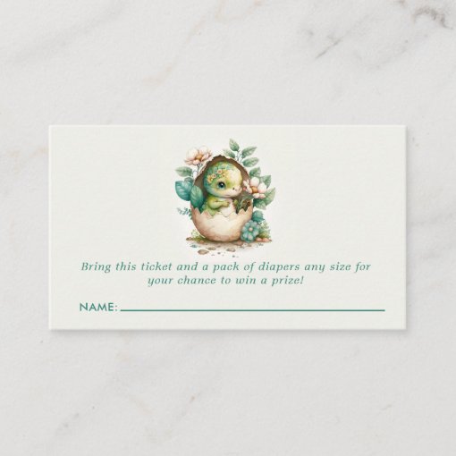 Floral Dinosaur Egg Baby Shower Diaper Raffle Enclosure Card | Zazzle