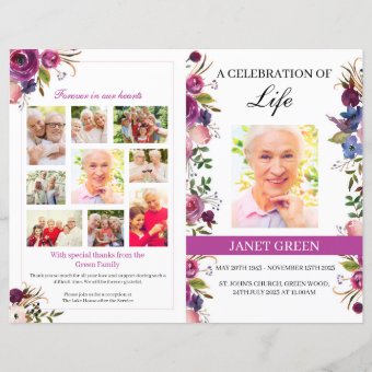 Floral Display Funeral Program Template | Zazzle