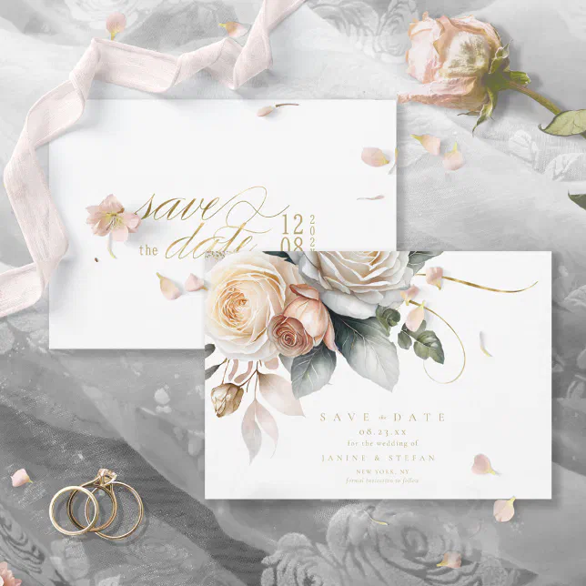 Floral Drama Wedding Green ID1022 Save The Date | Zazzle