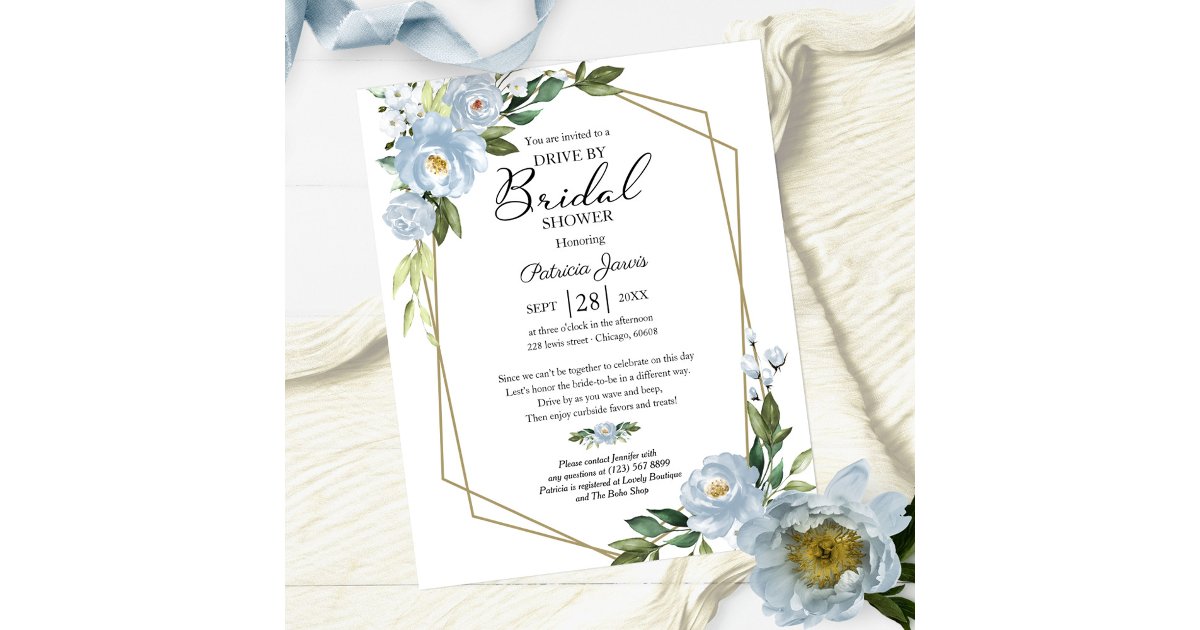 Floral Drive By Bridal Shower Budget Invitation | Zazzle