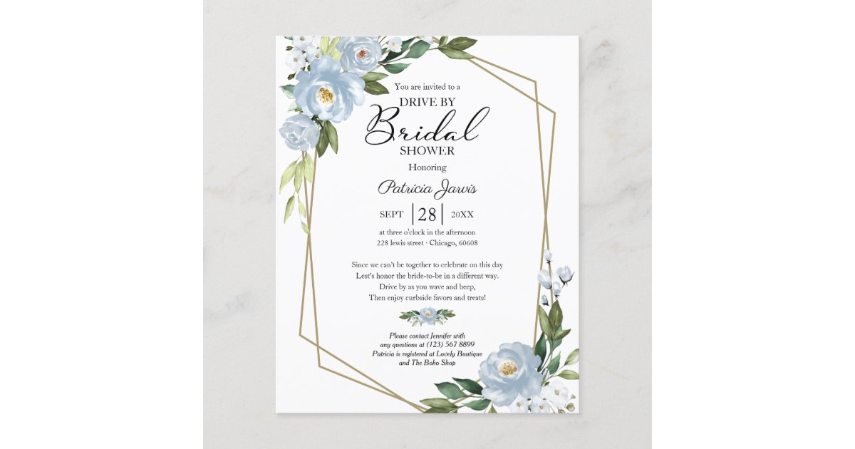 Floral Drive By Bridal Shower Budget Invitation | Zazzle