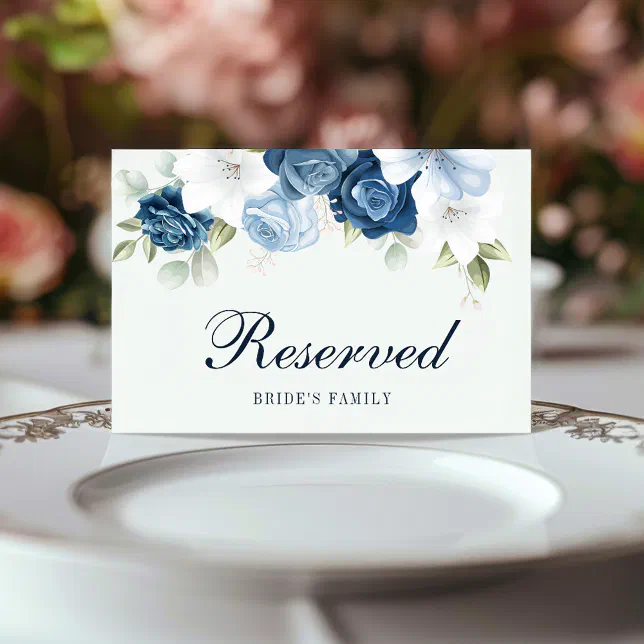 Floral Dusty Blue Eucalyptus Reserved Sign Card | Zazzle