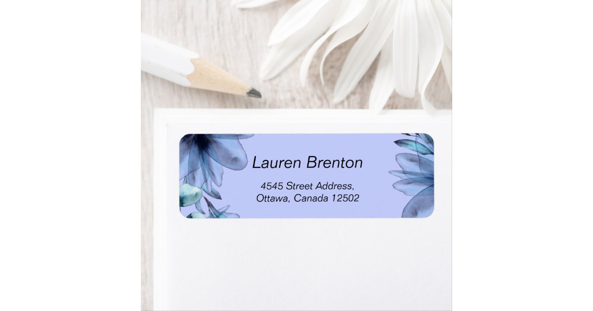 Floral dusty-blue violet label | Zazzle