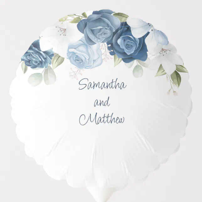 Floral Dusty Blue Watercolor Bloom Wedding Balloon | Zazzle