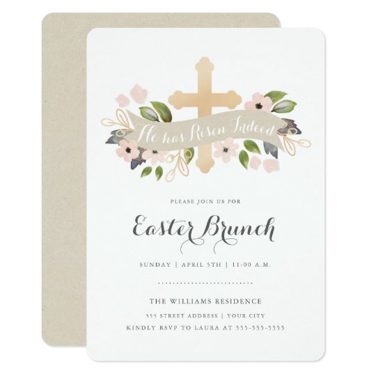 Floral Easter Cross Invitation | Zazzle.com