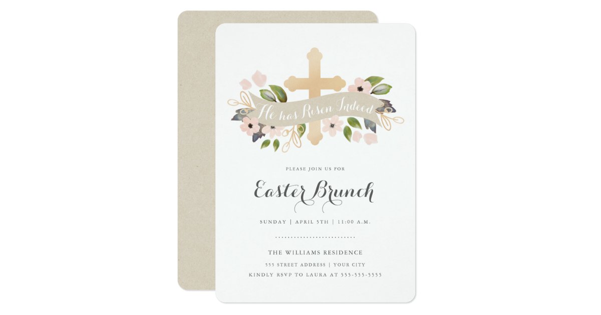 Floral Easter Cross Invitation | Zazzle.com