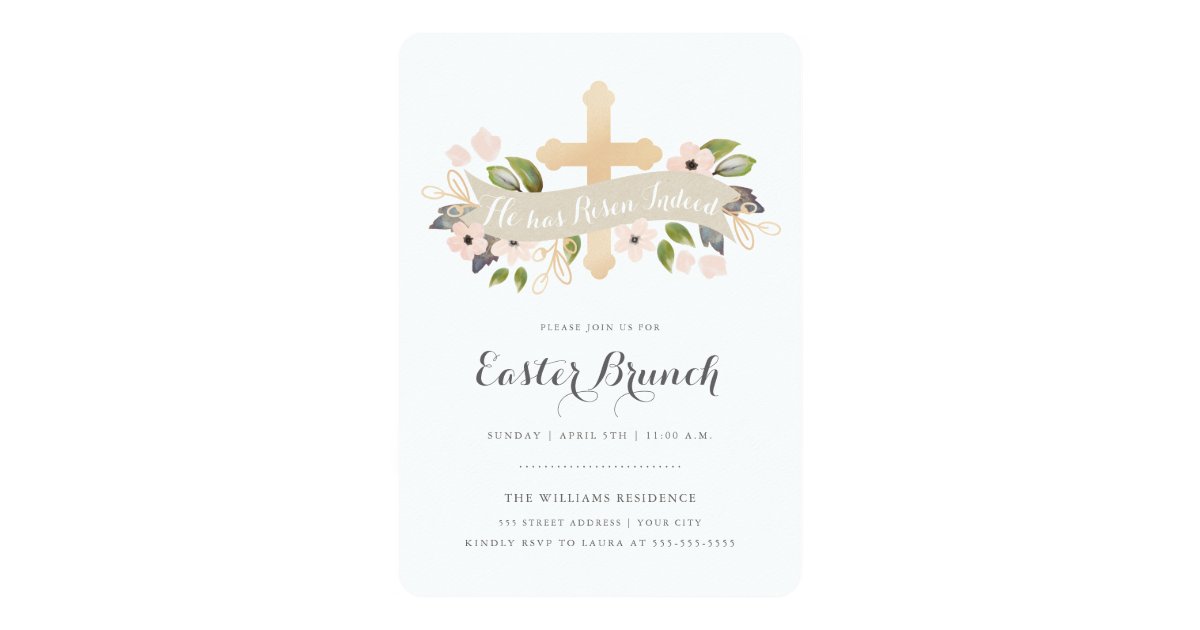 Floral Easter Cross Invitation | Zazzle.com