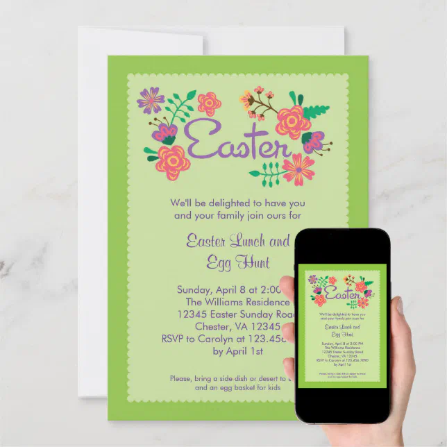 Floral Easter Invitation | Zazzle