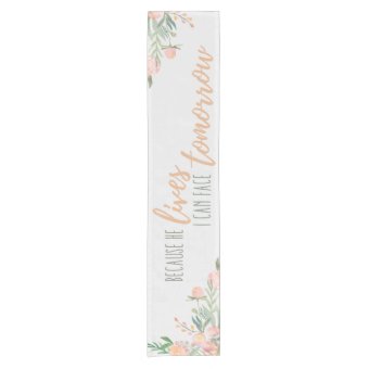 Floral Easter Spring Bible verse Table Runner | Zazzle