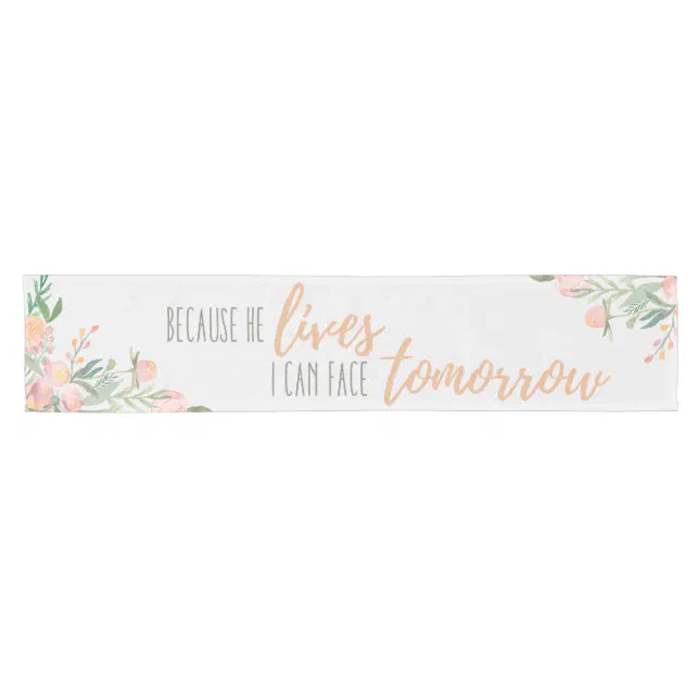 Floral Easter Spring Bible verse Table Runner | Zazzle