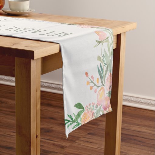 Floral Easter Spring Bible verse Table Runner | Zazzle