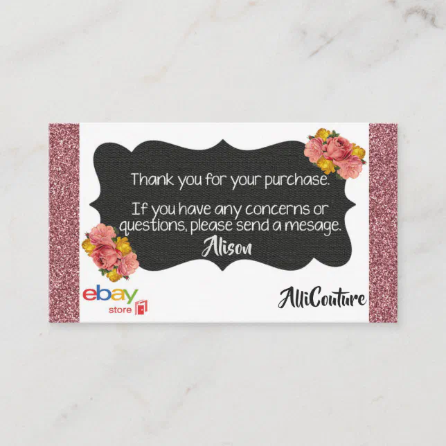 Floral eBay Store Business Cards Packing Slips | Zazzle