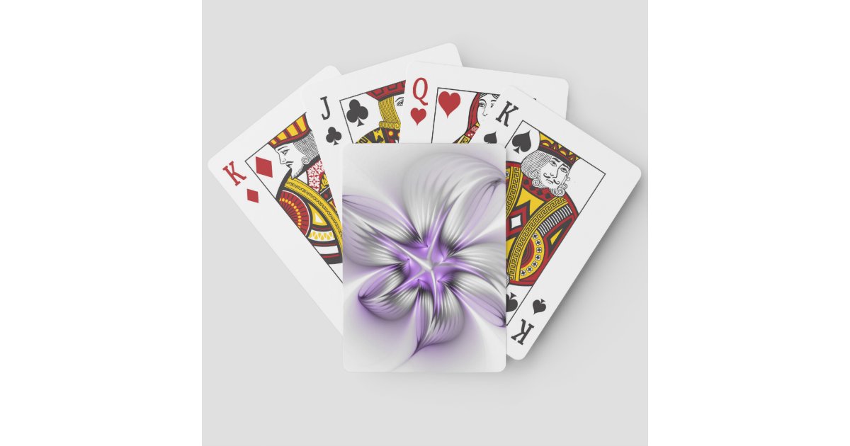 Floral Elegance Modern Abstract Violet Fractal Art Poker Cards | Zazzle