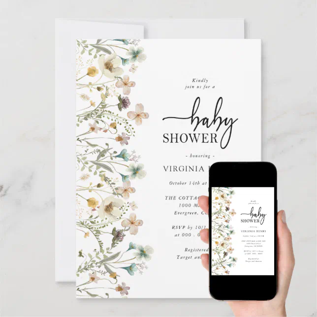 Floral Elegant Baby Shower Invitation | Zazzle