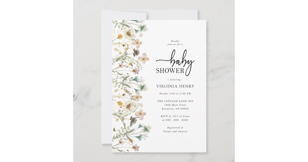 Floral Elegant Baby Shower Invitation | Zazzle