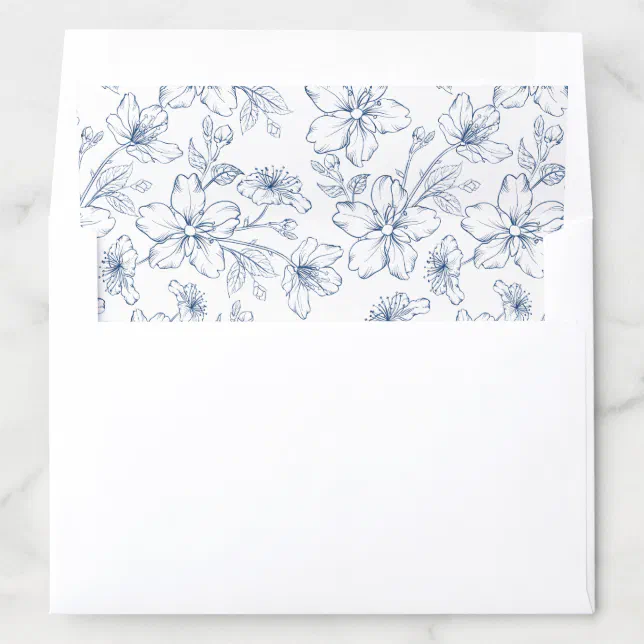 Floral Elegant Blossom Royal Blue Wedding Envelope Liner | Zazzle