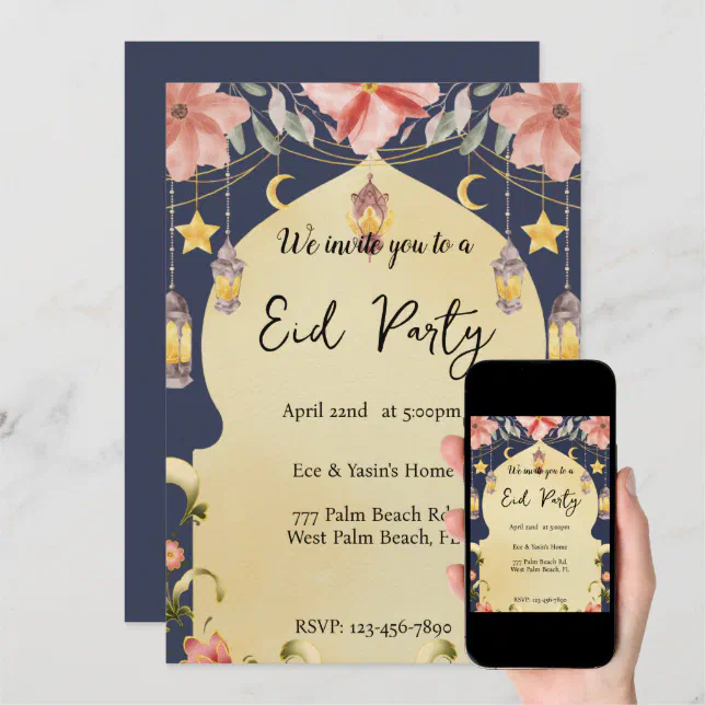 Floral Elegant Eid Party Eid Invitation | Zazzle