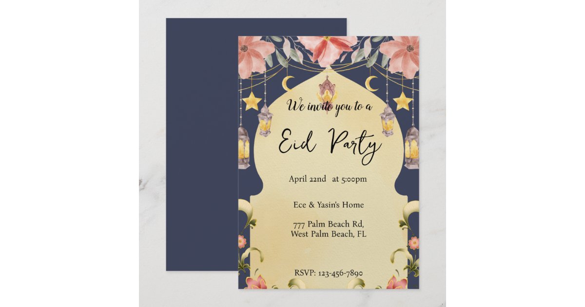 Floral Elegant Eid Party Eid Invitation | Zazzle