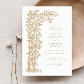 Floral Elegant French Roses Trellis Gold Wedding Invitation | Zazzle