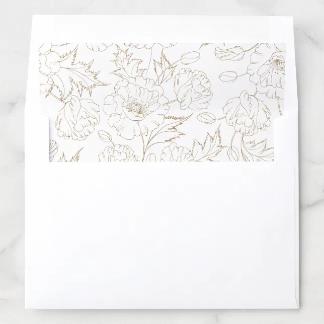 Floral Elegant Gold Botanical Wedding Envelope Liner | Zazzle