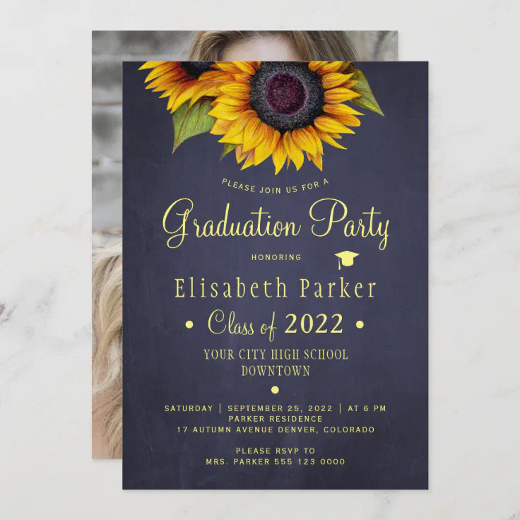 Floral elegant PHOTO rustic graduation party Invitation | Zazzle