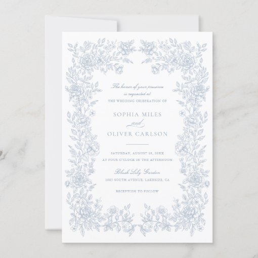 Floral Elegant Vintage Frame Wedding Invitation | Zazzle