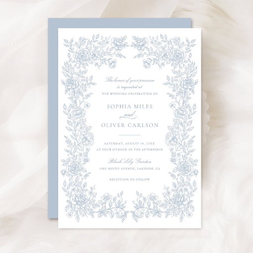 Floral Elegant Vintage Frame Wedding Invitation | Zazzle