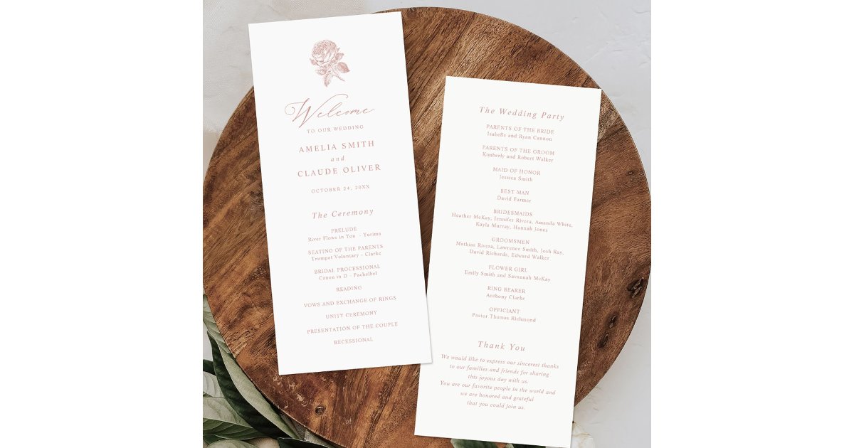 Floral Elegant Vintage French Roses Wedding Program | Zazzle