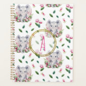 Floral ELEPHANT Monogram Girl Pink Bedroom Nursery Planner | Zazzle