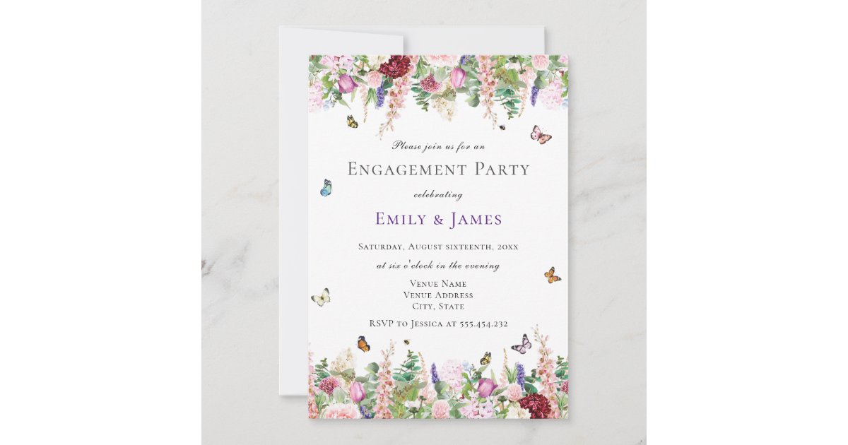 Floral Engagement Party Invitation | Zazzle