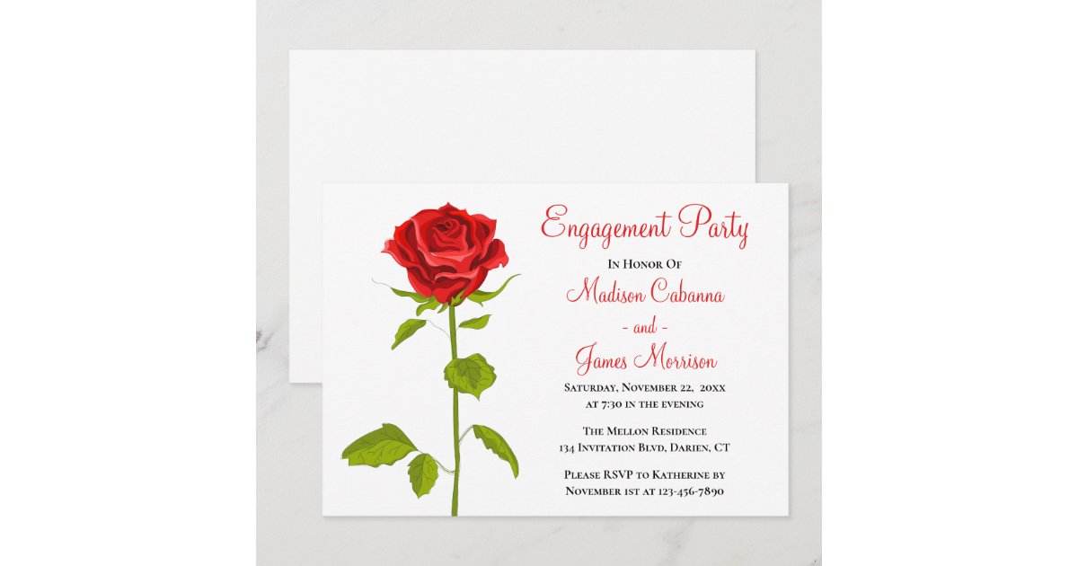 Floral Engagement Party Red Rose Wedding Flowers Invitation | Zazzle