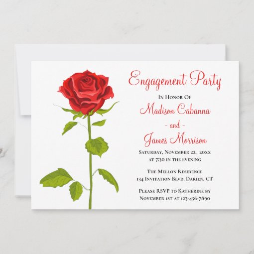 Floral Engagement Party Red Rose Wedding Flowers Invitation | Zazzle