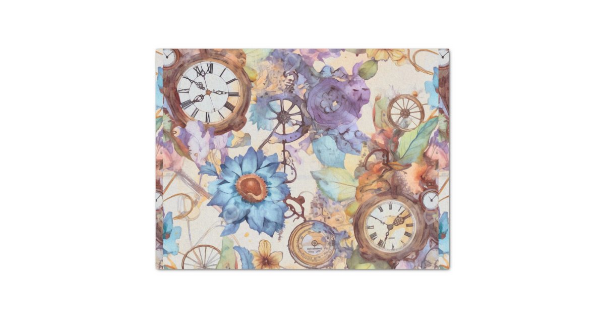 Floral Ephemera Steampunk decoupage Tissue Paper | Zazzle
